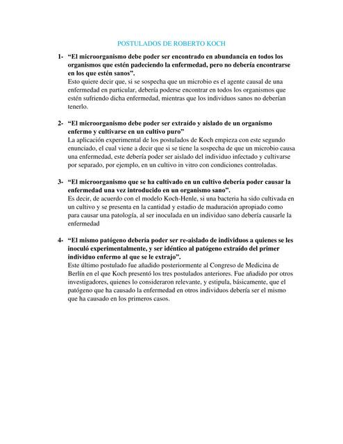 POSTULADOS DE ROBERTO KOCH | Ale | uDocz