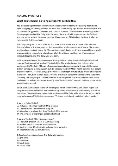 Reading Practice 1 | anshela pinos | uDocz