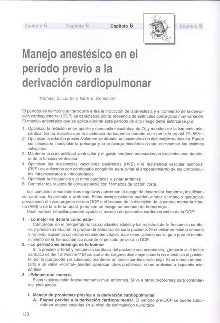 6 Manejo anestésico previo derivación cardiopulmonar | Daniela Cárdenas | uDocz