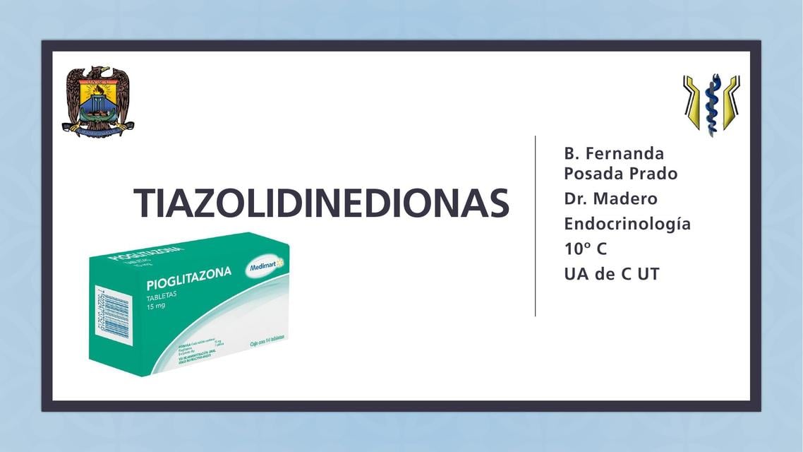 Tiazolidinedionas Endocrinologia Fernanda Posada Udocz