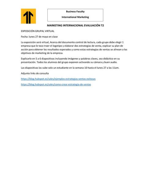 MARKETING INTERNACIONAL EVALUACIÓN T2 | Mar | uDocz