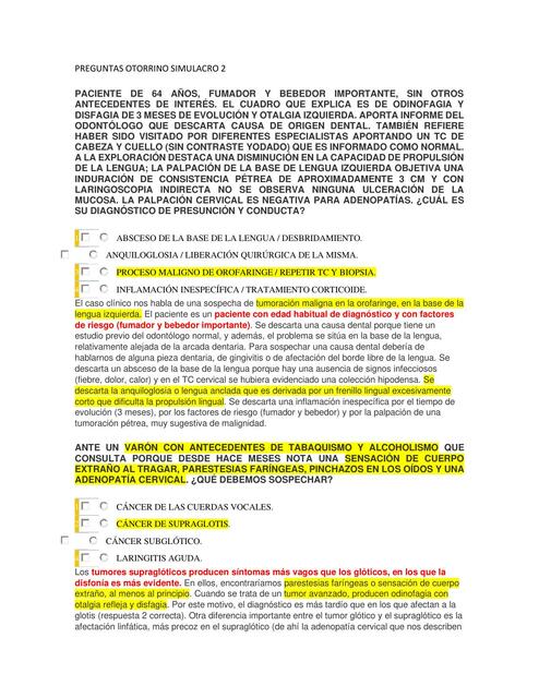 PREGUNTAS OTORRINO SIMULACRO 2 | Paolo Manfredi | uDocz PREGUNTAS OTORRINO SIMULACRO 2 | Paolo Manfredi | uDocz
