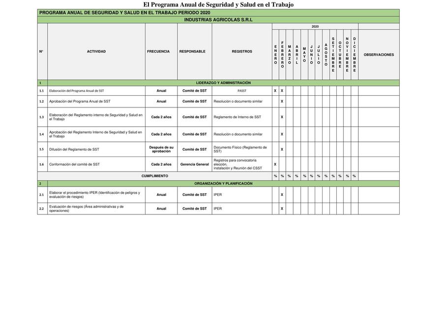 El Programa Anual de Seguridad y Salud en el Traba | Kelly | uDocz