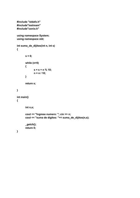 Suma de digitos c++ | Tea | uDocz