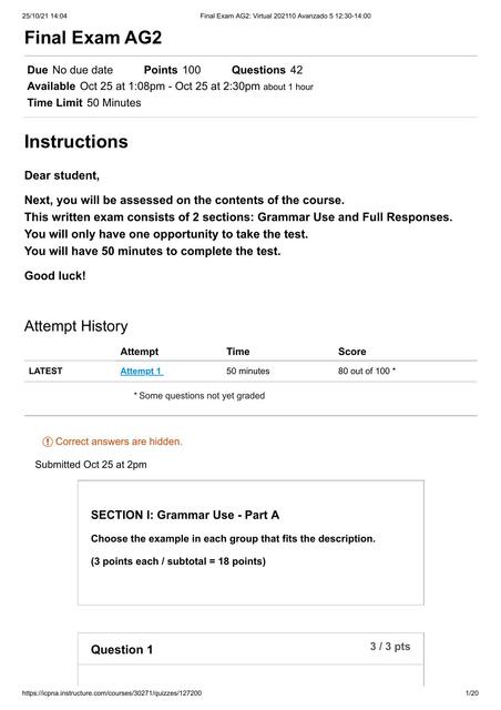 Final Exam AG2 Virtual Avanzado 5 12 30 14 00 | Paola | uDocz