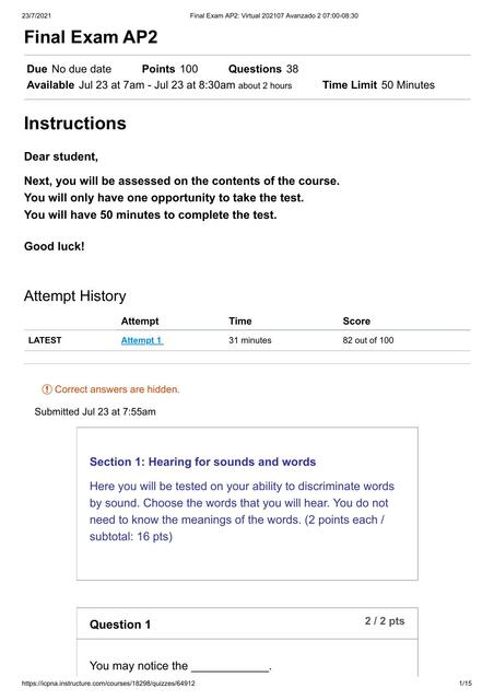Final Exam AP2 Virtual Avanzado 2 07 00 08 30 | Paola | uDocz