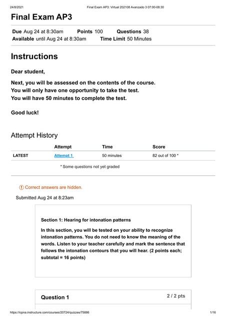 Final Exam AP3 August 1 | Paola | uDocz
