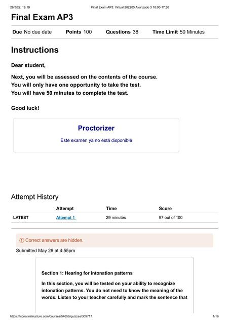 Final Exam AP3 Virtual Avanzado 3 16 00 17 30 | Paola | uDocz