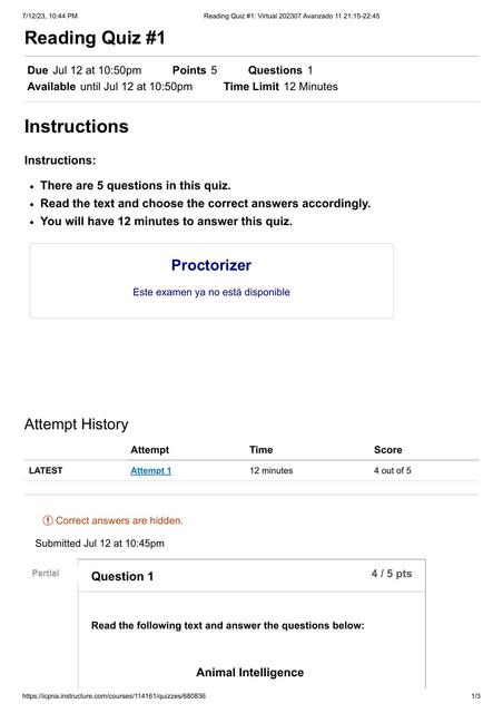 Reading Quiz 1 Virtual Avanzado 11 21 15 22 45 | Paola | uDocz