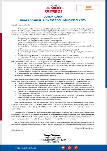 17 COMUNICADO A PPFF Mejora Continua 1 | SOFIA | uDocz