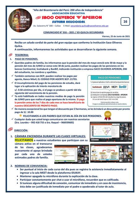 COMUNICADO N 016 25 DE JUNIO | SOFIA | uDocz