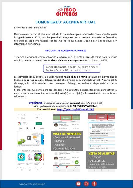 16 COMUNICADO PPFF Acceso y agenda virtual para pa | SOFIA | uDocz