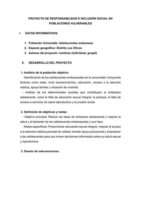 PROYECTO DE RESPONSABILIDAD E INCLUSIÓN SOCIAL EN | yamir | uDocz