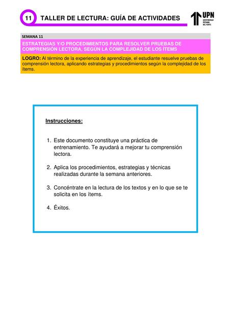 SEM 11 Guía de actividades de lectura | Fabiola | uDocz