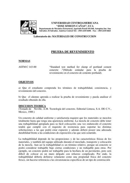 PRUEBA DE REVENIMIENTO PARA EL LABORATORIO DE MATE | Alvaro Traña | uDocz