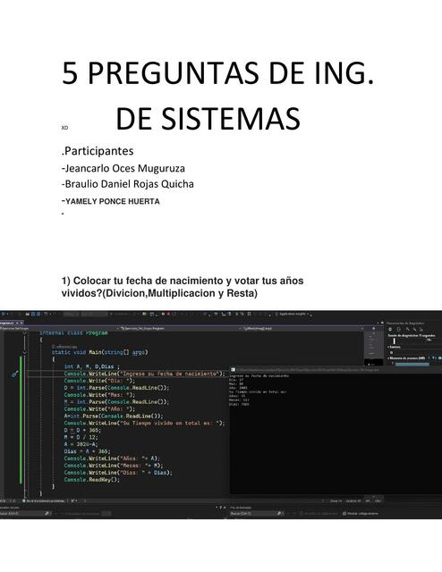 Proyecto 5 preguntas ing de sistemas | RENZO FELIX MARTINEZ | uDocz