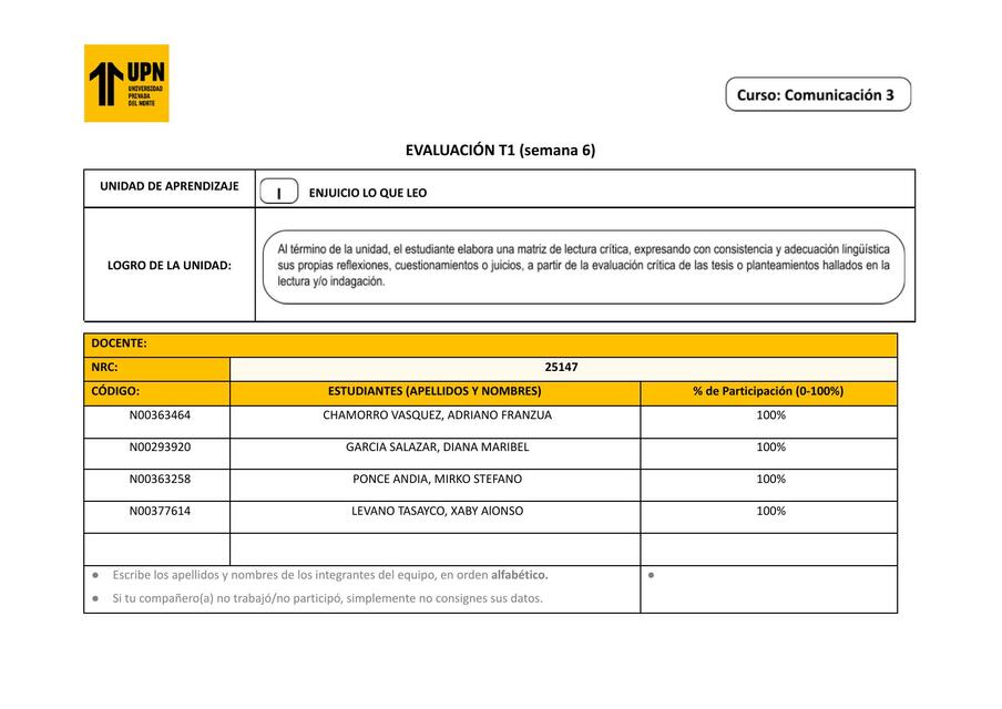 Flashcards de EvaluaciónT1 Comu3 11 docx | Por Mirko | uDocz