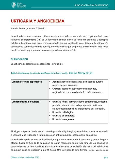 guia actuacion urticaria angioedema | alexandra patin | uDocz