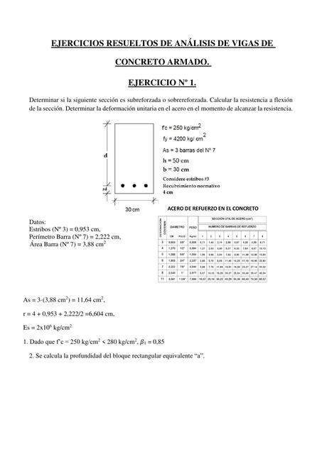 Ejercicios resueltos de vigas de concreto armado | Apuntes de ...