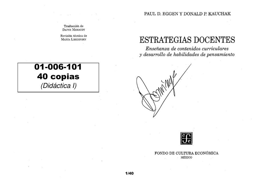 EGGEN KAUCHAK Estrategias docentes Cap 4 y 7 | Quillén Abril | uDocz