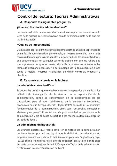 Control de lectura Administración | MILUSKA | uDocz