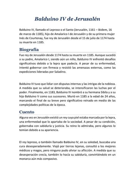 Balduino IV de Jerusalén Comunicacion | Gaby | uDocz