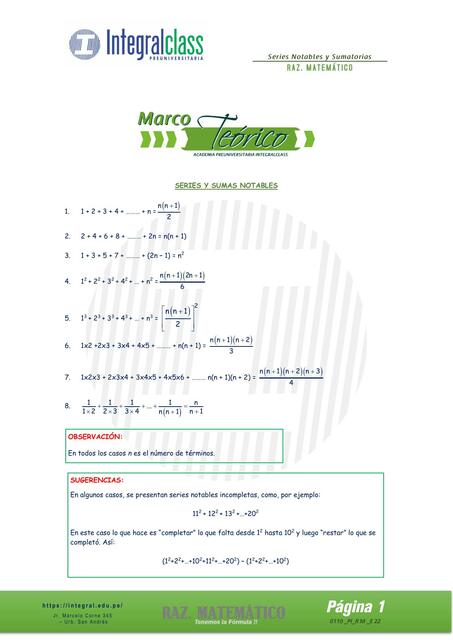 Lección 05 Series Notables y Sumatorias | Fabian Rodas | uDocz