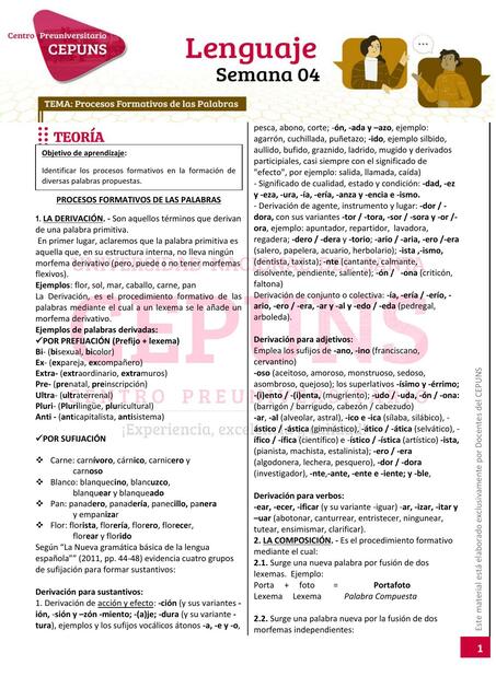 PROCESOS FORMATIVOS DE LAS PALABRAS | Camila | uDocz