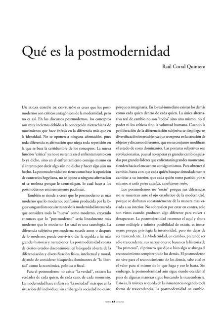 Qué es la postmodernidad | Carol | uDocz