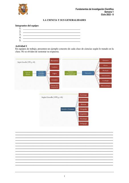 Actividades o ejercicios La ciencia y sus generali | Zillex | uDocz