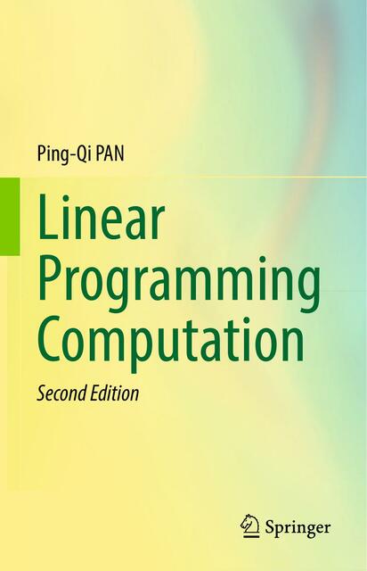 Ping Qi Pan Linear Programming Computation Springe | Eduardo Salazar ...