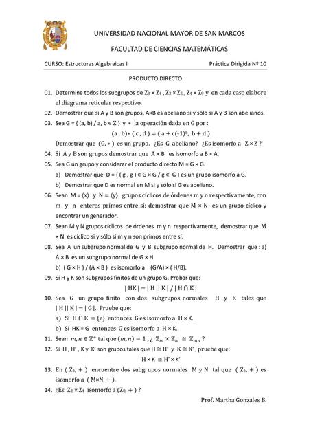 Estructuras algebraicas I Pract Dirig N10 | Matihus A. | uDocz