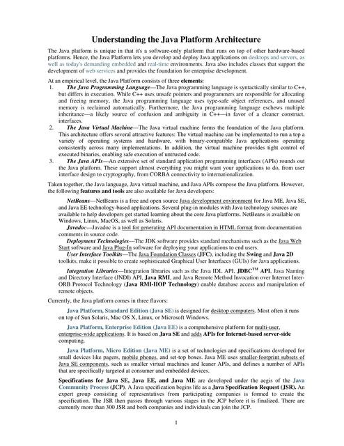 Understanding the Java Platform Architecture | KARLA PATRICIA | uDocz