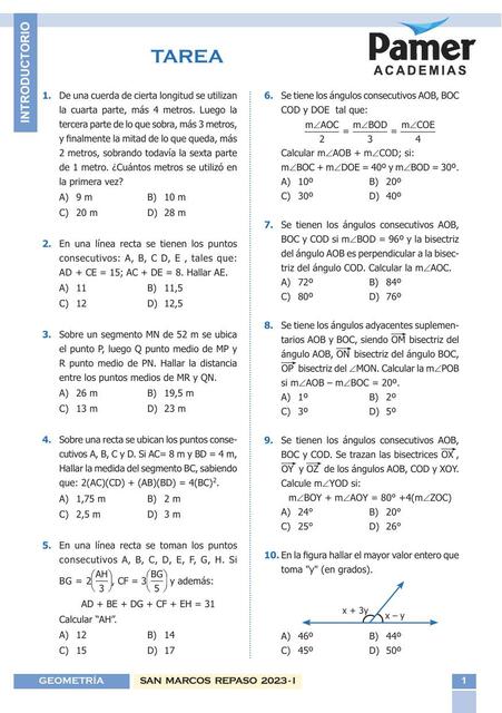 Geometría Repaso Intro Segmento de recta y ángulos | Nicol | uDocz