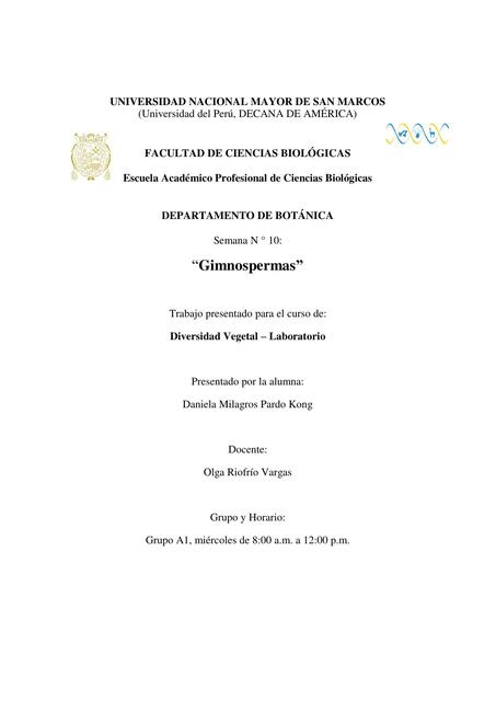 Informe N 9 Gimnospermas | DANIELA MILAGROS | uDocz