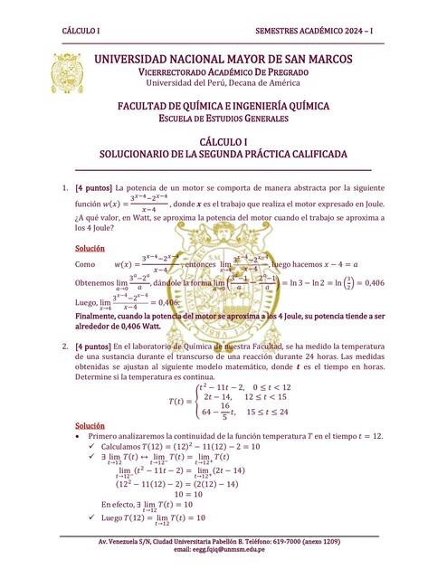 SOLUCIONARIO DE LA SEGUNDA PRÁCTICA CALIFICADA I | Nicol | uDocz