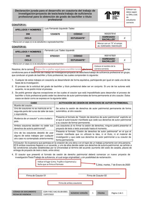 Modelo Declaración jurada para el desarrollo en co | Nexar Norvil Olaya Hidalgo | uDocz