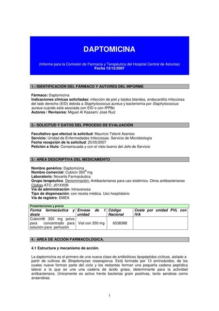 Flashcards de DAPTOMICINA | Por LOVI | uDocz