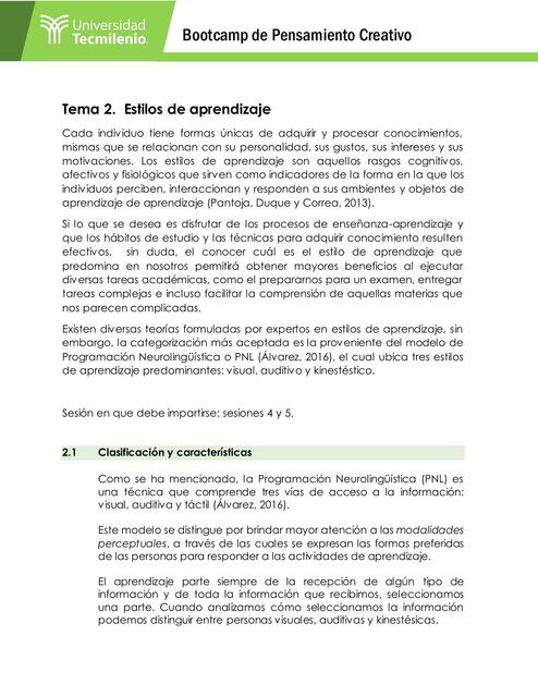 Tema 2 Estilos de aprendizaje | Aida | uDocz