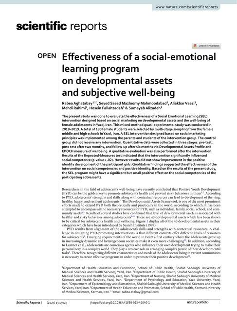 Effectiveness of a socialemotional learning progra | Abigail | uDocz