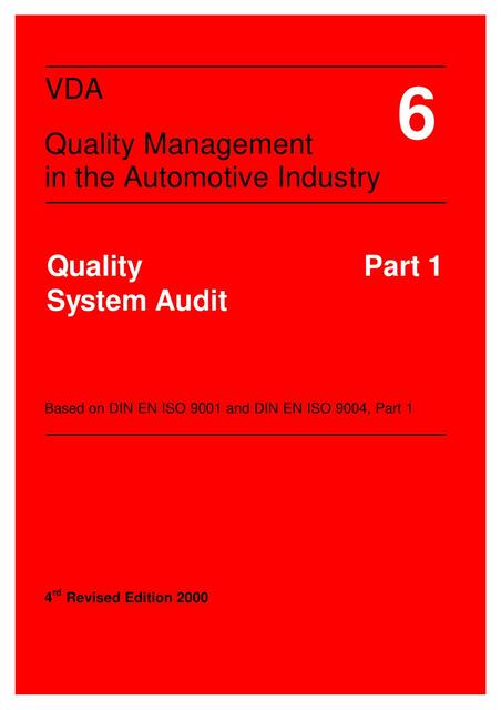 VDA 6 1 QUALITY SISTEM AUDIT | Guillermo Gonzalez | uDocz