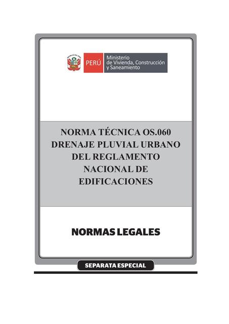 Norma Técnica Os 060 Drenaje Pluvial Urbano Ingenieria Y Consultoria