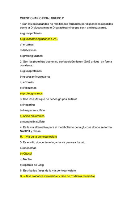 CUESTIONARIO BIOQUÍMICA | Linda Quina Salazar | uDocz