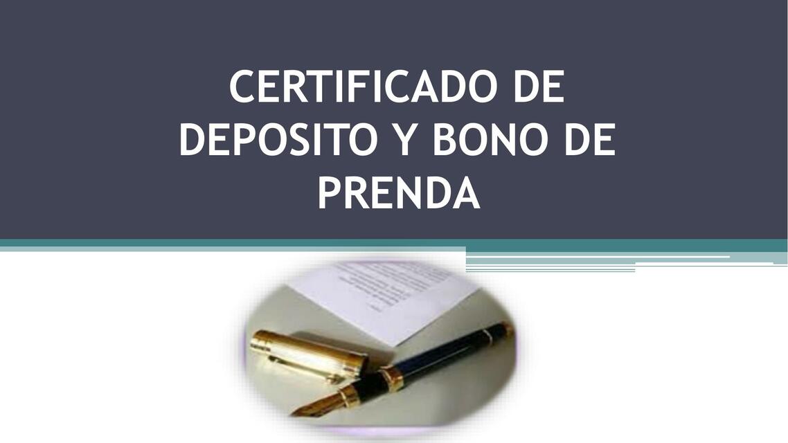 CERTIFICADO DE DEPOSITO Y BONO DE PRENDA 1 | Miguel Ernesto | uDocz