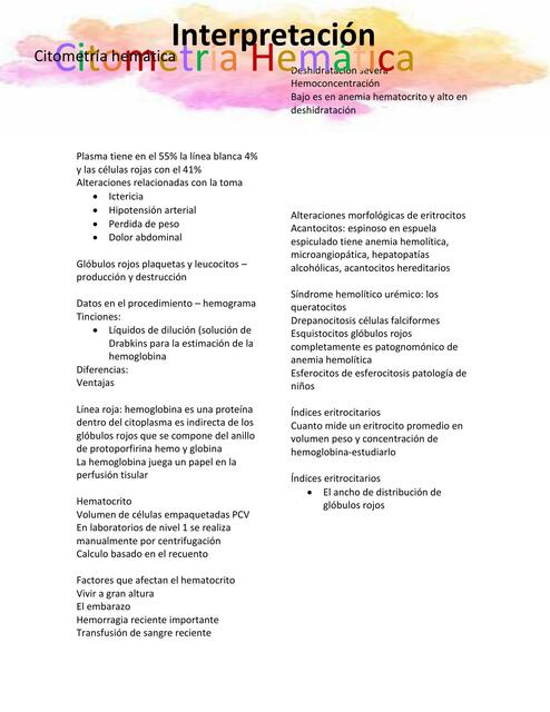 Interpretacion Citometria Hematica | PAOLA GABRIELA MUÑOZ HERNANDEZ | uDocz