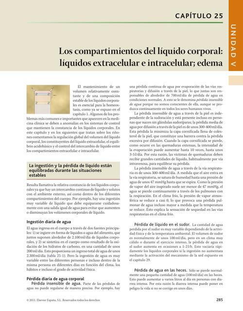 Fisiología Capitulo 25- compartimiento liquido corporal Guyton | Claribel | uDocz
