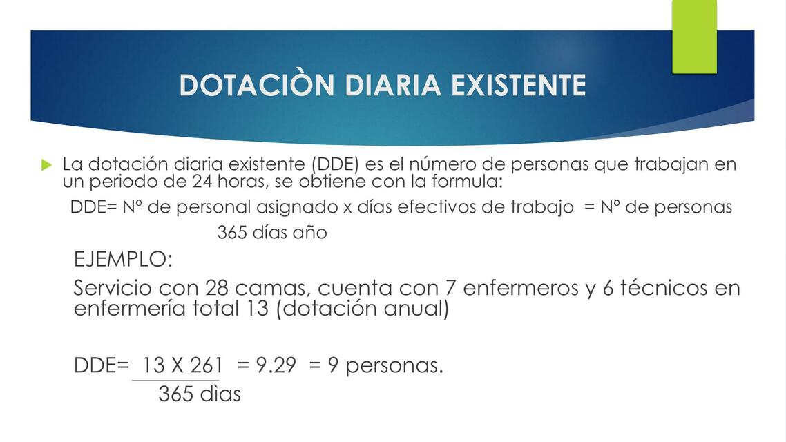 Dotación diaria existente ejemplo | nursing.cvc | uDocz
