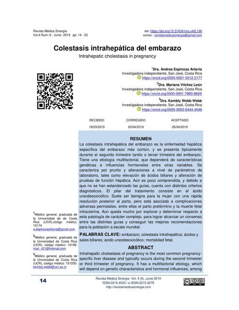 Colestasis intrahepatica del embarazo | Mora Leo | uDocz