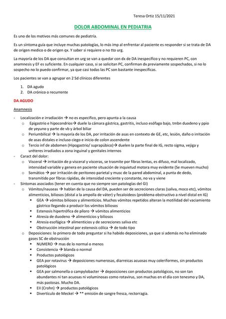 Dolor abdominal en pediatría | Laura Esteban Reaño | uDocz
