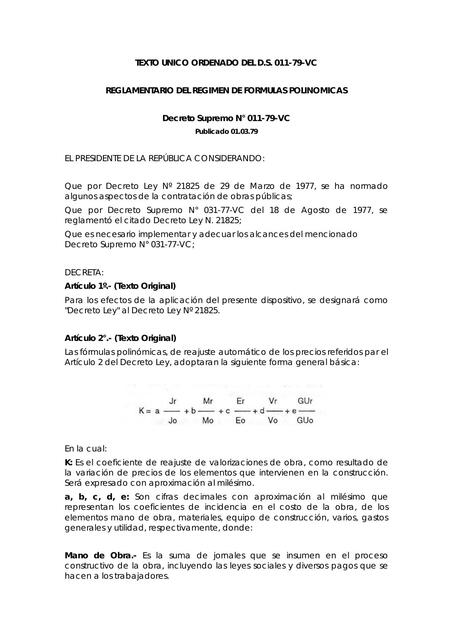 Reglamento de Régimen - Fórmula Polinómica | Jherson O. Rios | uDocz